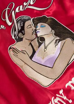 SECOND / LAYER Embroidered Satin Bomber Jacket