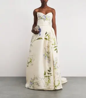 Monique Lhuillier Silk Gazar Iris Bouquet Gown
