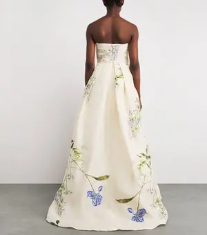 Monique Lhuillier Silk Gazar Iris Bouquet Gown