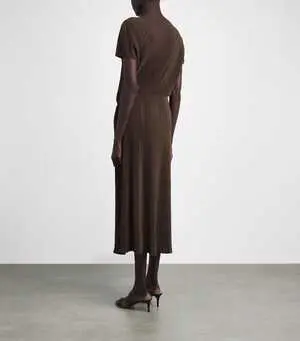 Vince Pleated Midi Dress With Twist Detail