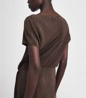 Vince Pleated Midi Dress With Twist Detail