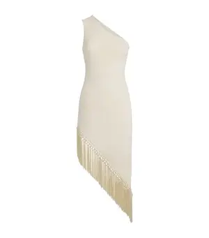 TALLER MARMO One-shoulder Fringed Mini Dress - Ivory