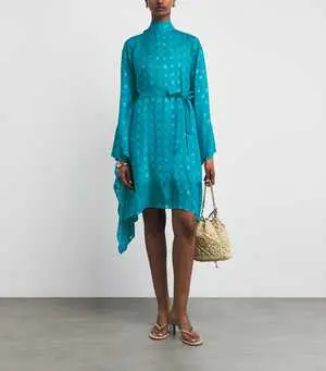 TALLER MARMO Geometric Print Silk Fil Coupè Mini Dress