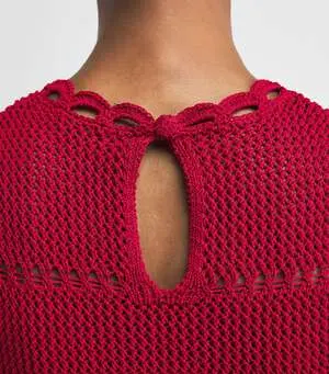 Erdem Cotton Crochet Maxi Dress - Red
