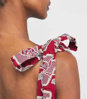 Erdem Embroidered Floral Midi Dress - Red