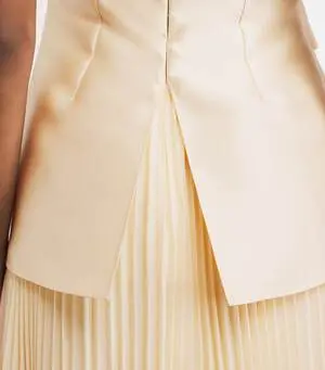 Solace London Strapless Pleated Gown - Ivory