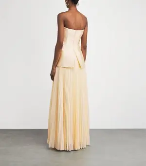 Solace London Strapless Pleated Gown - Ivory