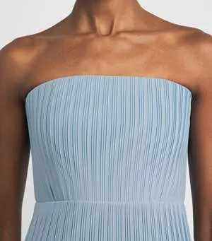 Solace London Pleated Strapless Gown