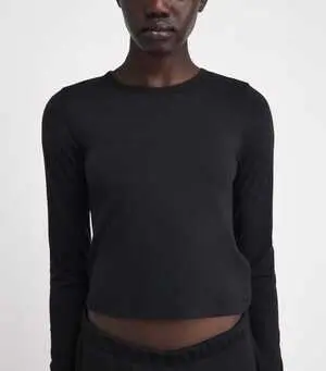 Eterne Cotton-modal Cropped Baby Tee - Black