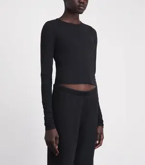 Eterne Cotton-modal Cropped Baby Tee - Black