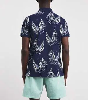 Polo Ralph Lauren Cotton-mesh Sailboat Print Polo Shirt - Navy