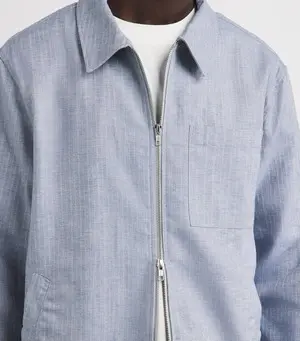 WAX LONDON Cotton-linen Herringbone Eldon Jacket - Blue