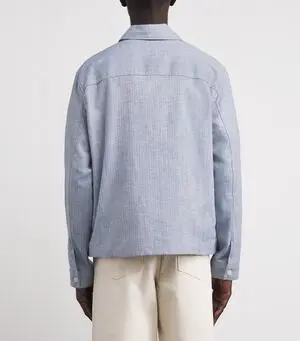 WAX LONDON Cotton-linen Herringbone Eldon Jacket - Blue