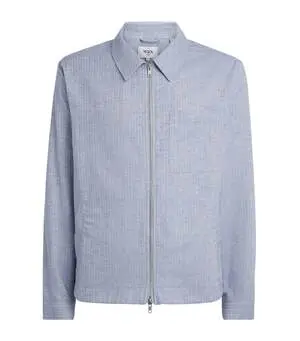 WAX LONDON Cotton-linen Herringbone Eldon Jacket - Blue