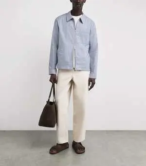 WAX LONDON Cotton-linen Herringbone Eldon Jacket - Blue