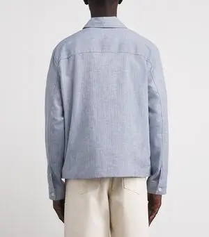 WAX LONDON Cotton-linen Herringbone Eldon Jacket - Blue