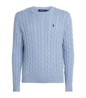 Polo Ralph Lauren Cotton Cable-knit Crewneck Sweater - Blue