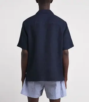 WAX LONDON Linen Short-sleeve Didcot Shirt