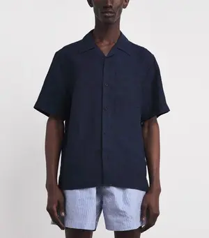 WAX LONDON Linen Short-sleeve Didcot Shirt