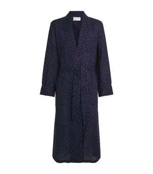 Derek Rose Printed Nelson Robe - Navy