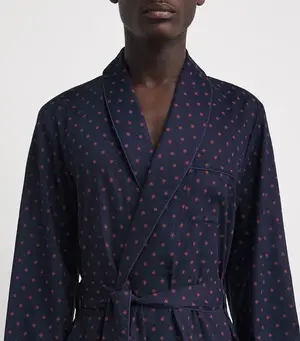 Derek Rose Printed Nelson Robe - Navy