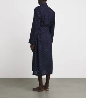 Derek Rose Printed Nelson Robe - Navy