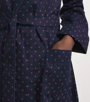 Derek Rose Printed Nelson Robe - Navy