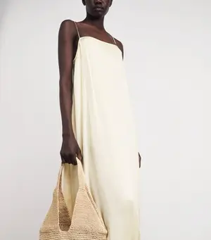 ANINE BING Silk-blend Mae Maxi Dress - Beige