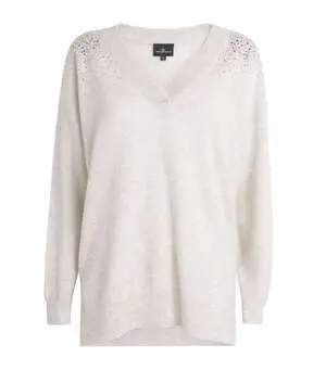 WILLIAM SHARP Cashmere Crystal-embellished V-neck Sweater