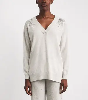 WILLIAM SHARP Cashmere Crystal-embellished V-neck Sweater