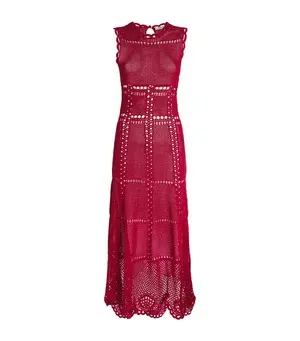 Erdem Cotton Crochet Maxi Dress - Red