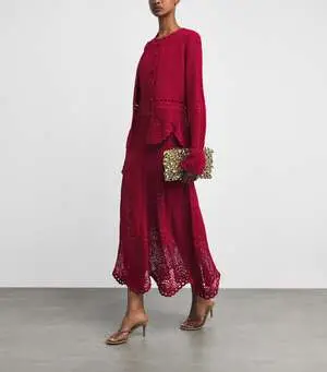 Erdem Cotton Crochet Maxi Dress - Red