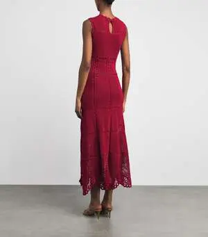 Erdem Cotton Crochet Maxi Dress - Red