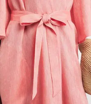 ERES Linen Audacieuse Wrap Midi Dress - Pink