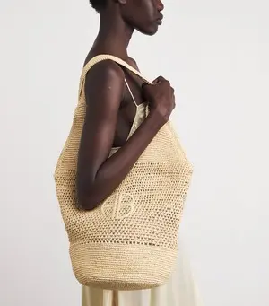 ANINE BING Leah Raffia Shopper Bag - Beige