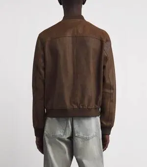 7 For All Mankind Distressed Leather Bomber Jacket