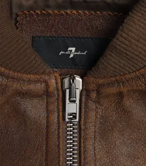 7 For All Mankind Distressed Leather Bomber Jacket