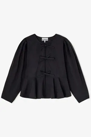 GANNI Draped Scarf Detail Blouse - Black