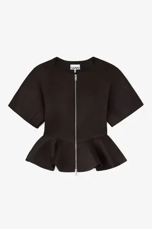 GANNI V-neck Ruffled Blouse - Black