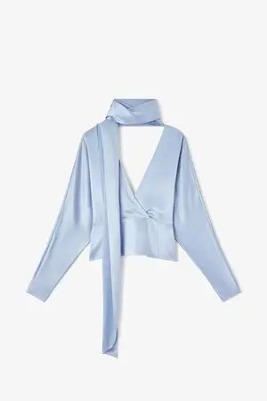 GANNI V-neck Ruffled Blouse - Blue
