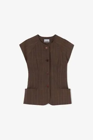 GANNI V-neck Ruffled Blouse - Brown