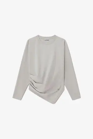 GANNI V-neck Ruffled Blouse - Grey