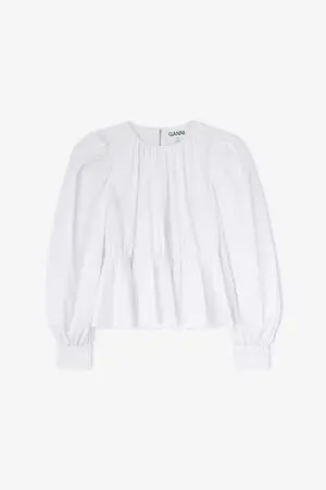 GANNI Draped Scarf Detail Blouse - White
