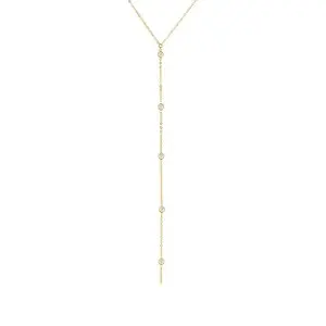 SET & STONES Faye Lariat Necklace With Cubic Zirconia - Gold