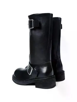 ANN DEMEULEMEESTER Sarith Engineer Buckle-detail Leather Biker Boots