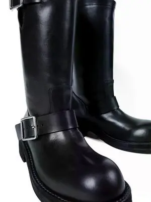 ANN DEMEULEMEESTER Sarith Engineer Buckle-detail Leather Biker Boots