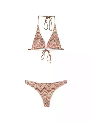 MC2 SAINT BARTH Naomi Sequin Embellished Zigzag Knit Bikini - Neutrals