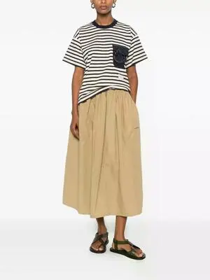 AND WANDER Stripe Pattern Pocket T-shirt
