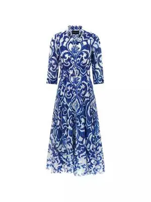 Samantha Sung Aster Tile-print Dress - Blue