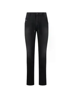 DIESEL® Drawstring Straight-leg Jeans - Black